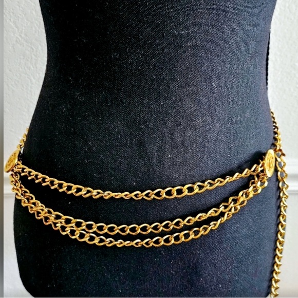 CHANEL | Accessories | Chanel 24k Goldplated Triple Chain Medallion ...